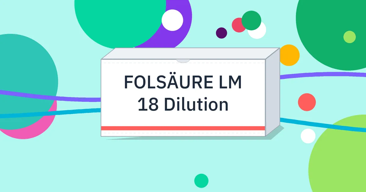 Symbolbild: Packung mit der Aufschrift FOLSÄURE LM 18 Dilution (PZN 12873182) – Verfügbarkeit und Bezug in Apotheken in Frankfurt am Main