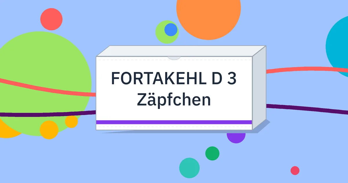 Symbolbild: Packung mit der Aufschrift FORTAKEHL D 3 Zäpfchen (PZN 04456990) – Verfügbarkeit und Bezug in Apotheken in Frankfurt am Main
