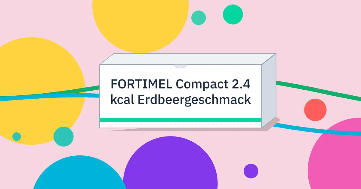 Symbolbild: Packung mit der Aufschrift FORTIMEL Compact 2.4 kcal Erdbeergeschmack (PZN 19964597) – Verfügbarkeit und Bezug in Apotheken in Frankfurt am Main