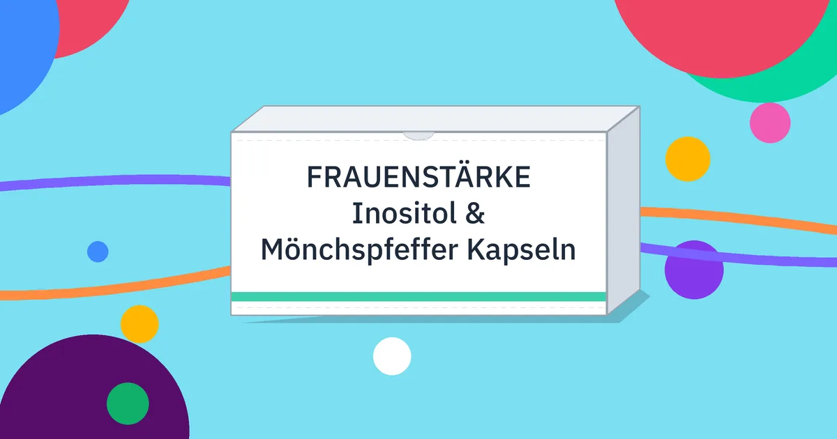 Symbolbild: Packung mit der Aufschrift FRAUENSTÄRKE Inositol & Mönchspfeffer Kapseln (PZN 17375425) – Verfügbarkeit und Bezug in Apotheken in Frankfurt am Main
