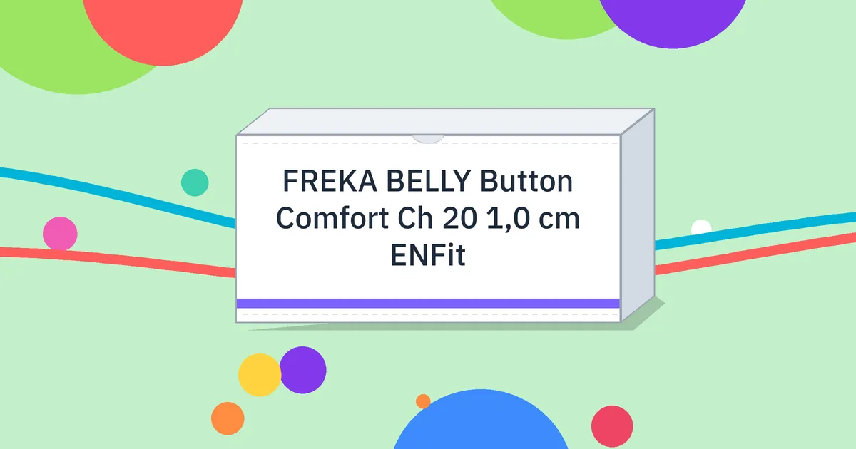 Symbolbild: Packung mit der Aufschrift FREKA BELLY Button Comfort Ch 20 1,0 cm ENFit (PZN 11486885) – Verfügbarkeit und Bezug in Apotheken in Frankfurt am Main