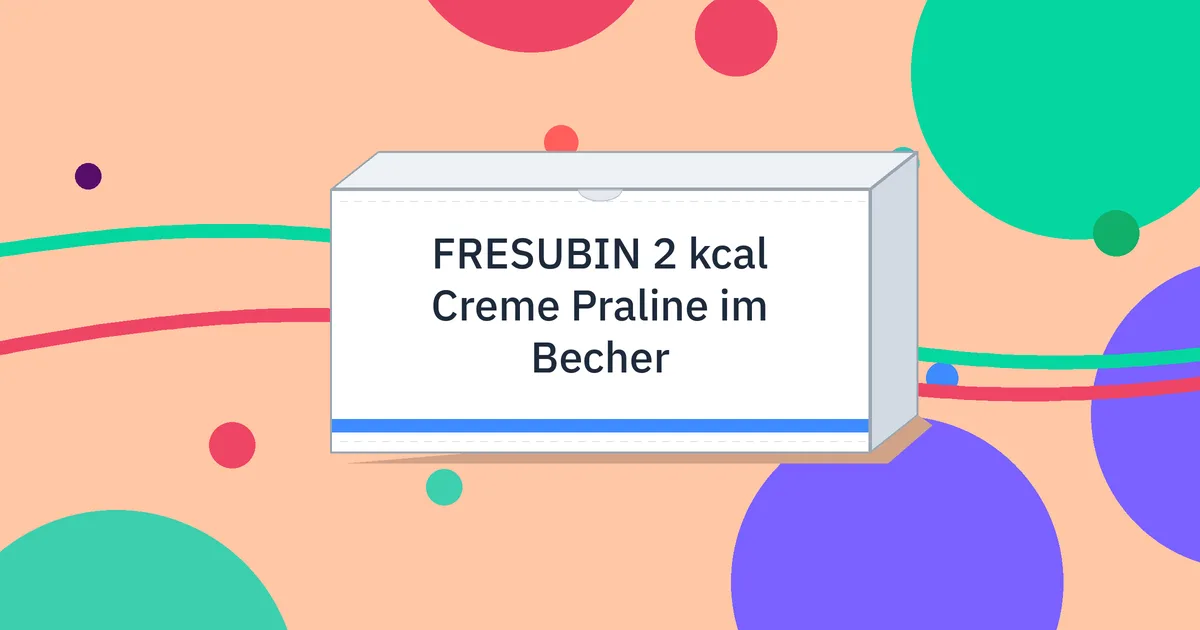 Symbolbild: Packung mit der Aufschrift FRESUBIN 2 kcal Creme Praline im Becher (PZN 19460684) – Verfügbarkeit und Bezug in Apotheken in Frankfurt am Main