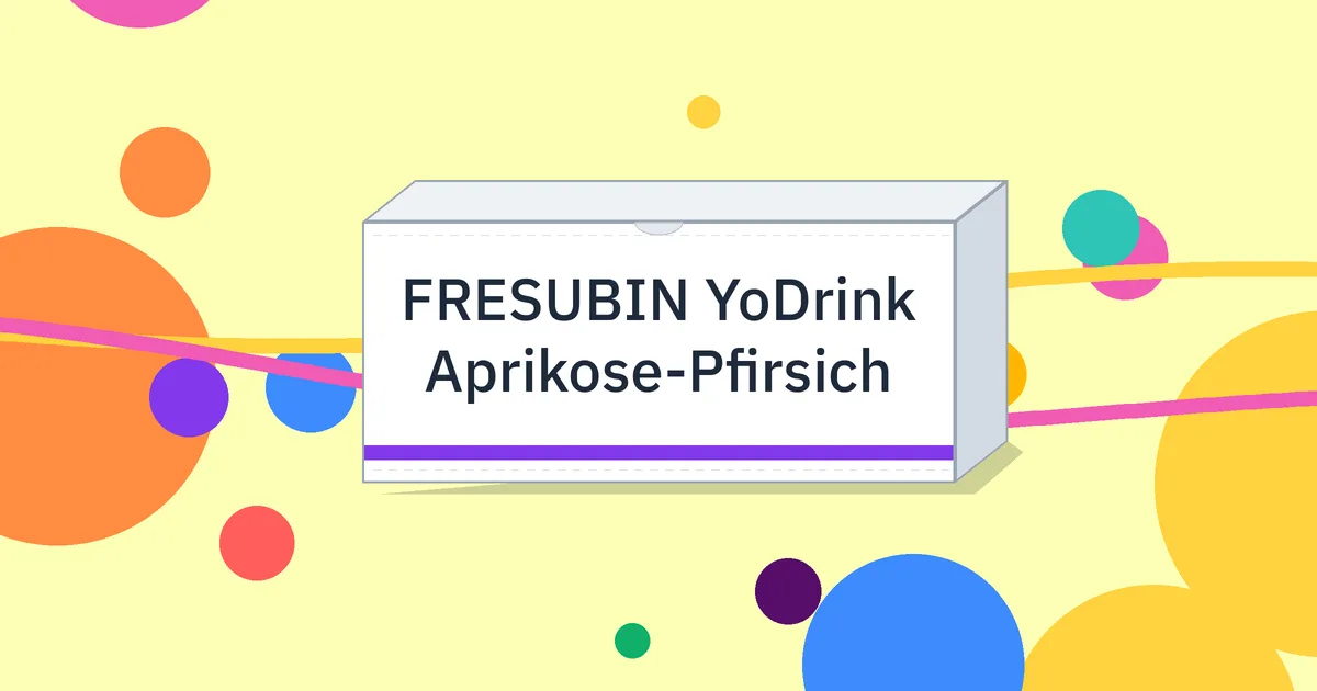 Symbolbild: Packung mit der Aufschrift FRESUBIN YoDrink Aprikose-Pfirsich (PZN 14413823) – Verfügbarkeit und Bezug in Apotheken in Frankfurt am Main