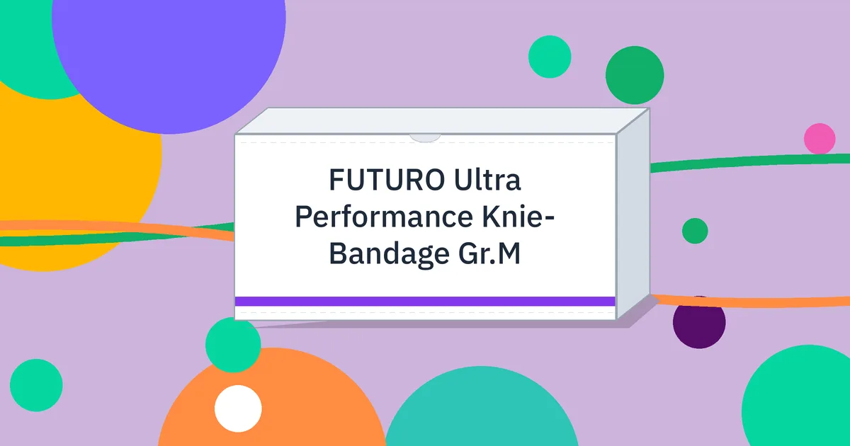 Symbolbild: Packung mit der Aufschrift FUTURO Ultra Performance Knie-Bandage Gr.M (PZN 17430101) – Verfügbarkeit und Bezug in Apotheken in Frankfurt am Main