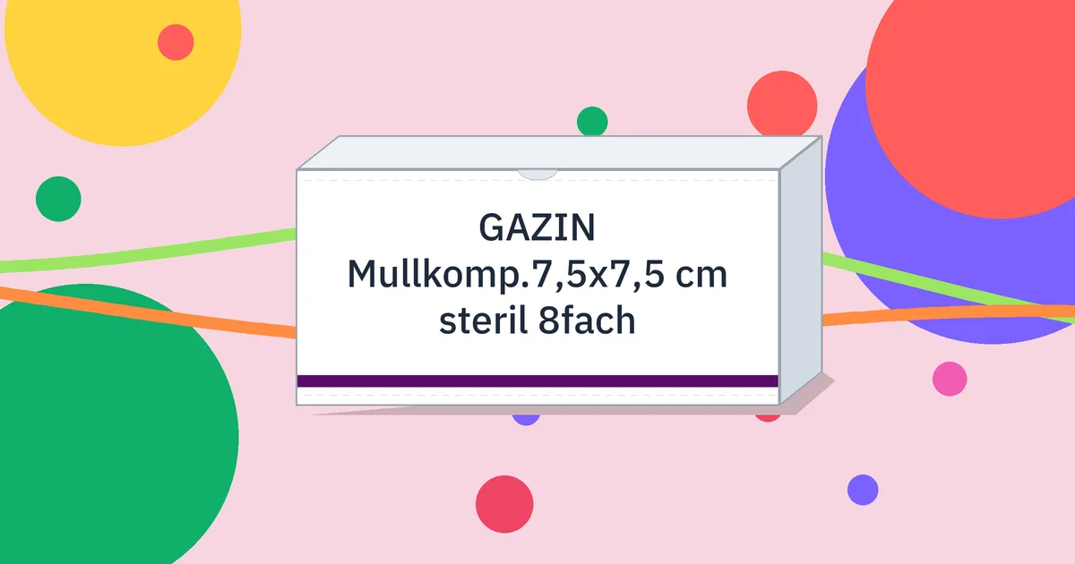 Symbolbild: Packung mit der Aufschrift GAZIN Mullkomp.7,5x7,5 cm steril 8fach (PZN 14444278) – Verfügbarkeit und Bezug in Apotheken in Frankfurt am Main