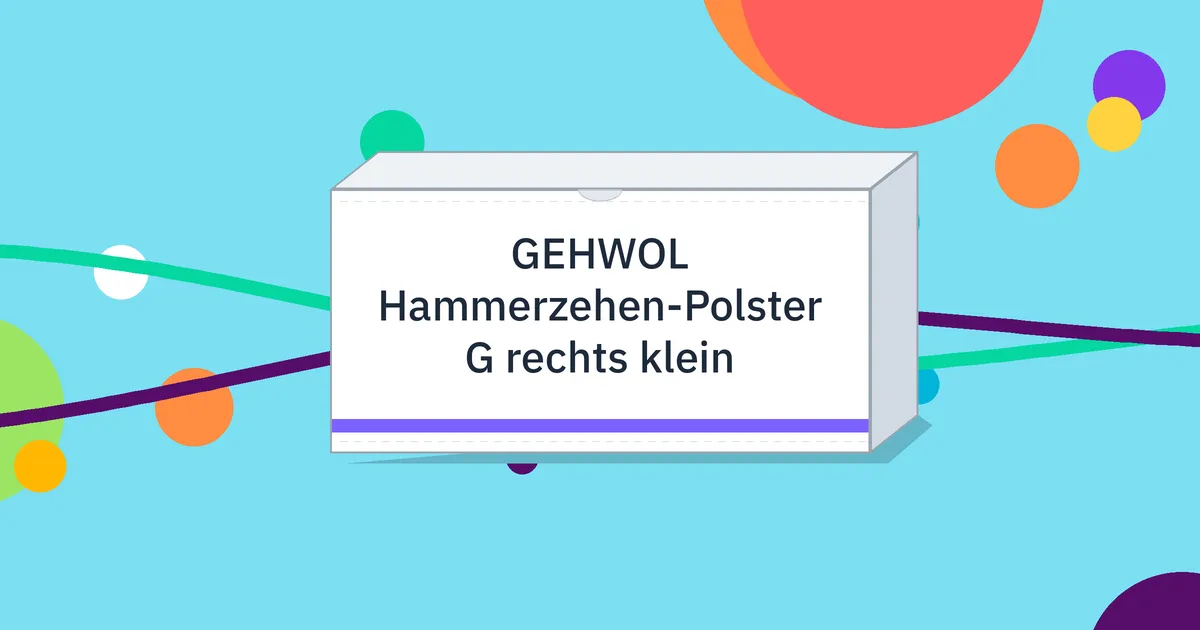 Symbolbild: Packung mit der Aufschrift GEHWOL Hammerzehen-Polster G rechts klein (PZN 16599855) – Verfügbarkeit und Bezug in Apotheken in Frankfurt am Main