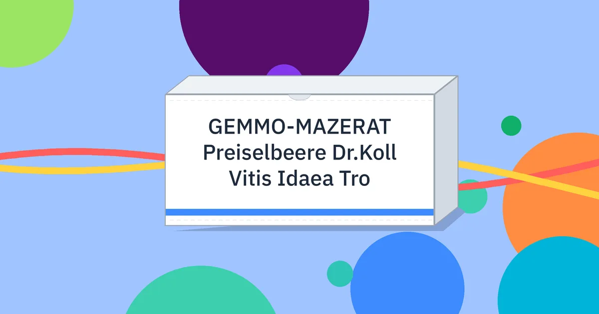 Symbolbild: Packung mit der Aufschrift GEMMO-MAZERAT Preiselbeere Dr.Koll Vitis Idaea Tro (PZN 19912353) – Verfügbarkeit und Bezug in Apotheken in Frankfurt am Main