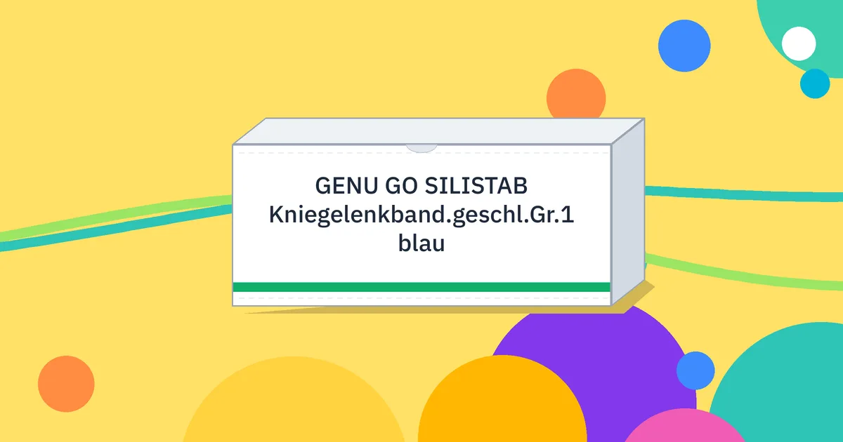 Symbolbild: Packung mit der Aufschrift GENU GO SILISTAB Kniegelenkband.geschl.Gr.1 blau (PZN 19742388) – Verfügbarkeit und Bezug in Apotheken in Frankfurt am Main