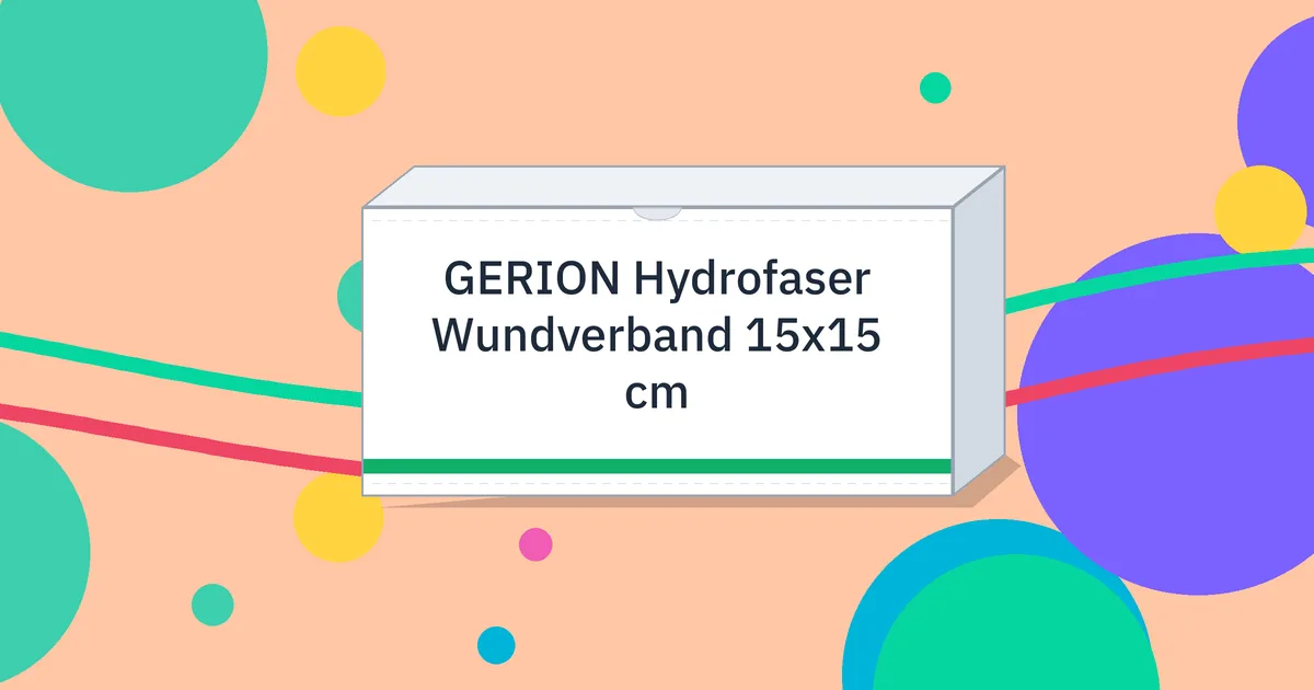 Symbolbild: Packung mit der Aufschrift GERION Hydrofaser Wundverband 15x15 cm (PZN 19247022) – Verfügbarkeit und Bezug in Apotheken in Frankfurt am Main