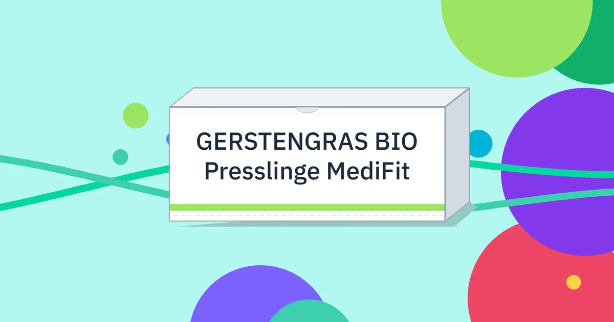 Symbolbild: Packung mit der Aufschrift GERSTENGRAS BIO Presslinge MediFit (PZN 11292856) – Verfügbarkeit und Bezug in Apotheken in Frankfurt am Main