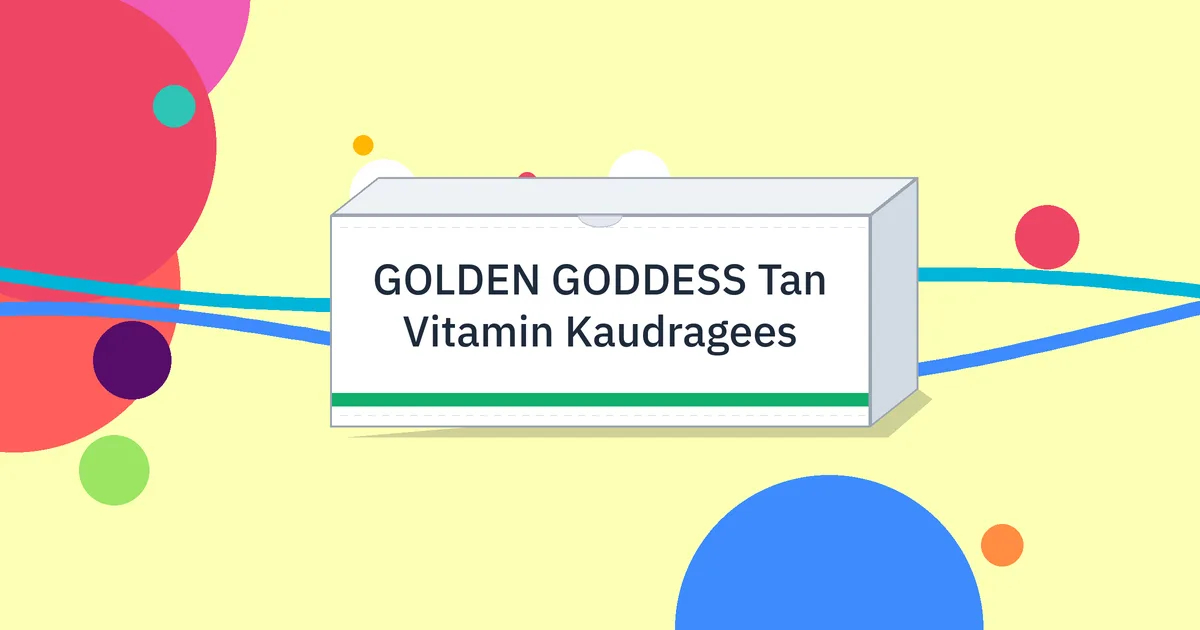 Symbolbild: Packung mit der Aufschrift GOLDEN GODDESS Tan Vitamin Kaudragees (PZN 18800379) – Verfügbarkeit und Bezug in Apotheken in Frankfurt am Main
