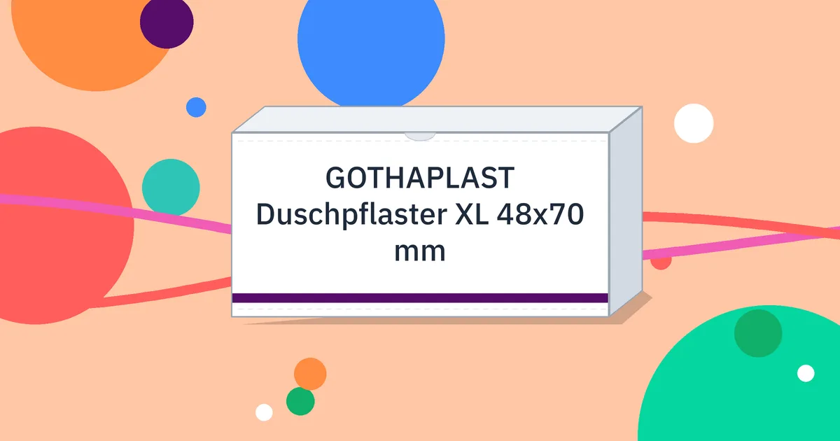 Symbolbild: Packung mit der Aufschrift GOTHAPLAST Duschpflaster XL 48x70 mm (PZN 01605403) – Verfügbarkeit und Bezug in Apotheken in Frankfurt am Main