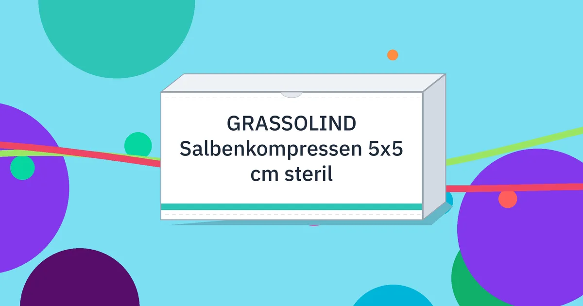 Symbolbild: Packung mit der Aufschrift GRASSOLIND Salbenkompressen 5x5 cm steril (PZN 18035915) – Verfügbarkeit und Bezug in Apotheken in Frankfurt am Main