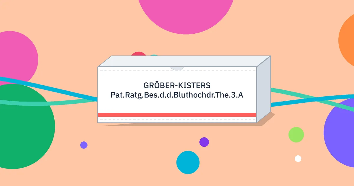 Symbolbild: Packung mit der Aufschrift GRÖBER-KISTERS Pat.Ratg.Bes.d.d.Bluthochdr.The.3.A (PZN 11636646) – Verfügbarkeit und Bezug in Apotheken in Frankfurt am Main