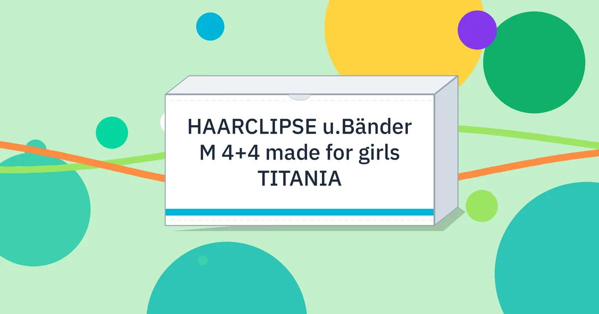 Symbolbild: Packung mit der Aufschrift HAARCLIPSE u.Bänder M 4+4 made for girls TITANIA (PZN 09884101) – Verfügbarkeit und Bezug in Apotheken in Frankfurt am Main
