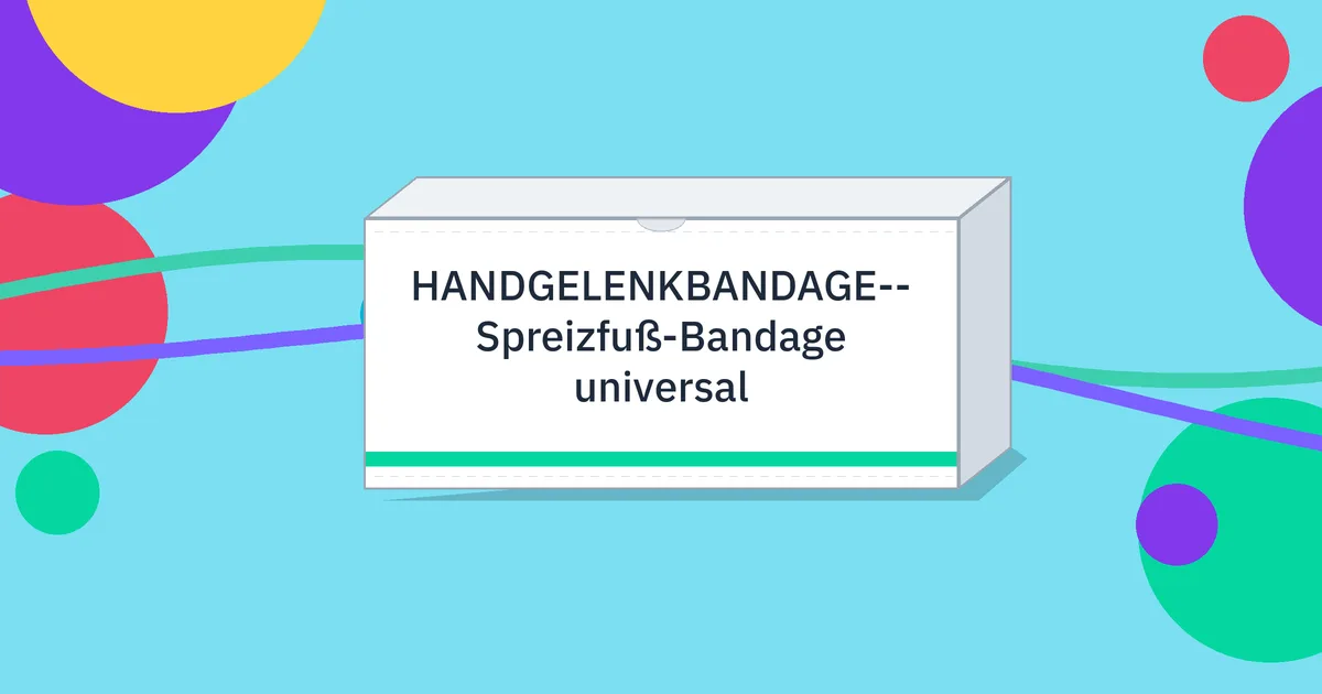 Symbolbild: Packung mit der Aufschrift HANDGELENKBANDAGE--Spreizfuß-Bandage universal (PZN 17246998) – Verfügbarkeit und Bezug in Apotheken in Frankfurt am Main
