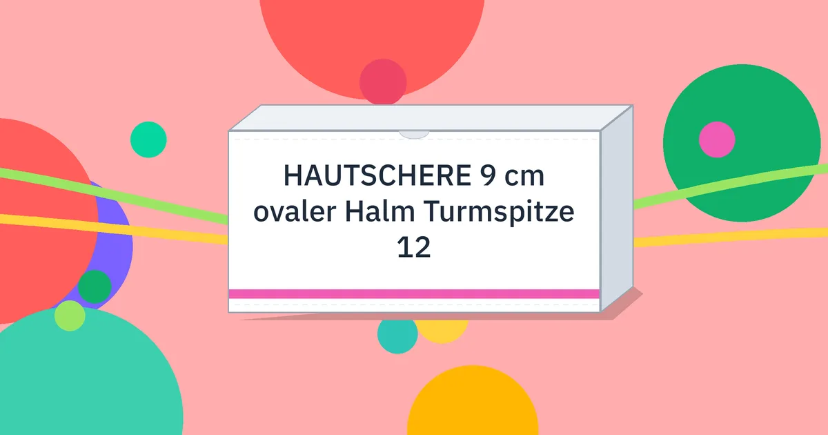 Symbolbild: Packung mit der Aufschrift HAUTSCHERE 9 cm ovaler Halm Turmspitze 12 (PZN 19283325) – Verfügbarkeit und Bezug in Apotheken in Frankfurt am Main