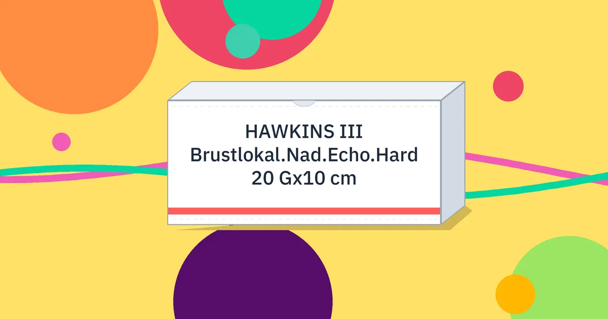 Symbolbild: Packung mit der Aufschrift HAWKINS III Brustlokal.Nad.Echo.Hard 20 Gx10 cm (PZN 06772235) – Verfügbarkeit und Bezug in Apotheken in Frankfurt am Main