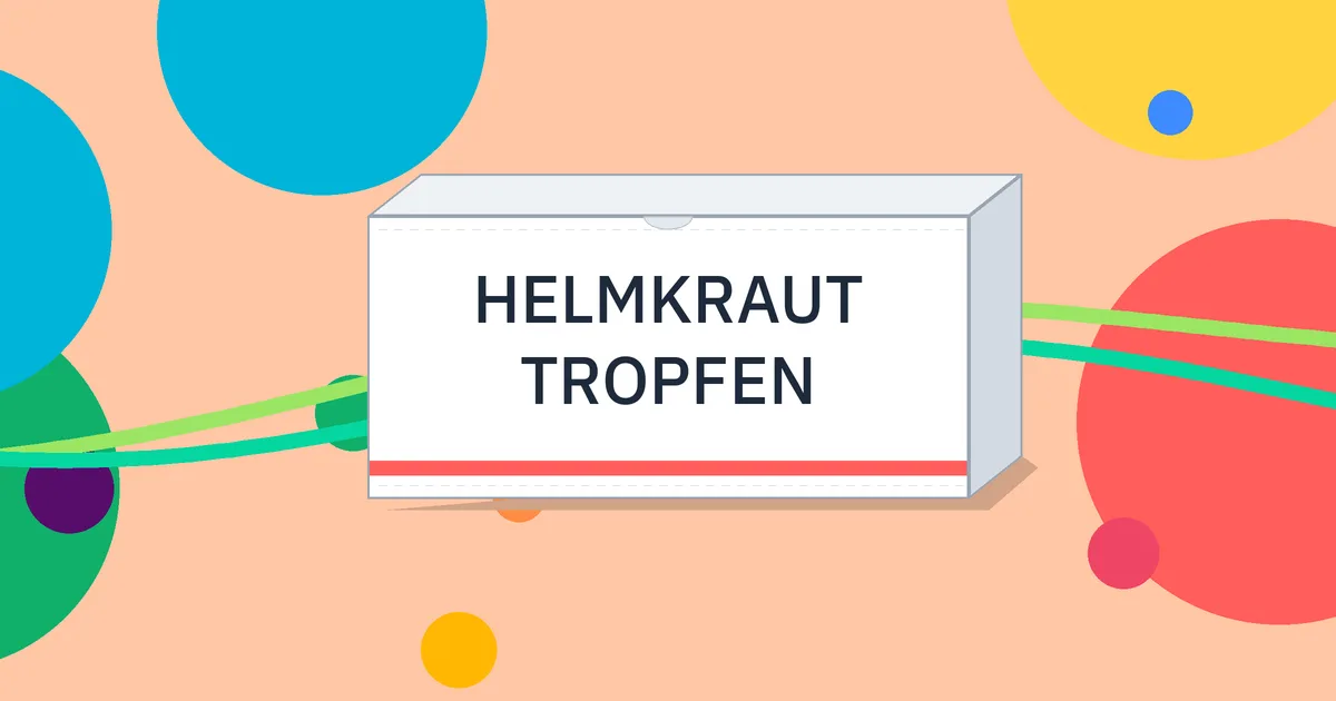 Symbolbild: Packung mit der Aufschrift HELMKRAUT TROPFEN (PZN 14126986) – Verfügbarkeit und Bezug in Apotheken in Frankfurt am Main