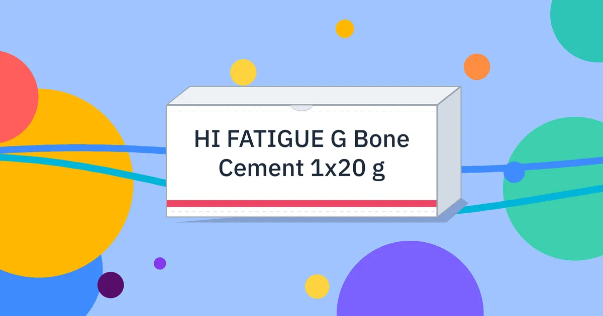 Symbolbild: Packung mit der Aufschrift HI FATIGUE G Bone Cement 1x20 g (PZN 10930591) – Verfügbarkeit und Bezug in Apotheken in Frankfurt am Main