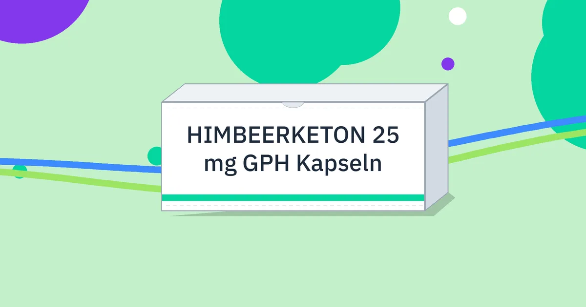 Symbolbild: Packung mit der Aufschrift HIMBEERKETON 25 mg GPH Kapseln (PZN 10977411) – Verfügbarkeit und Bezug in Apotheken in Frankfurt am Main