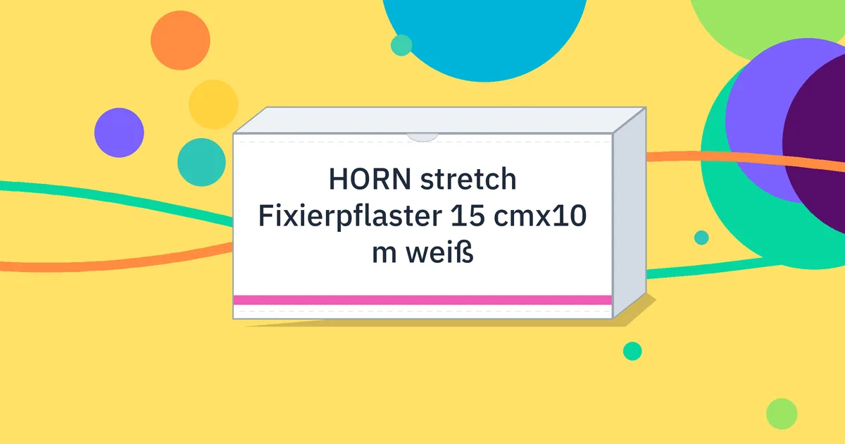 Symbolbild: Packung mit der Aufschrift HORN stretch Fixierpflaster 15 cmx10 m weiß (PZN 04669639) – Verfügbarkeit und Bezug in Apotheken in Frankfurt am Main