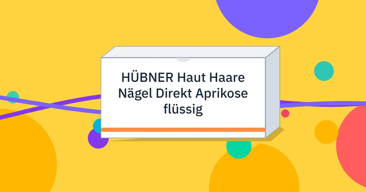 Symbolbild: Packung mit der Aufschrift HÜBNER Haut Haare Nägel Direkt Aprikose flüssig (PZN 20038536) – Verfügbarkeit und Bezug in Apotheken in Frankfurt am Main
