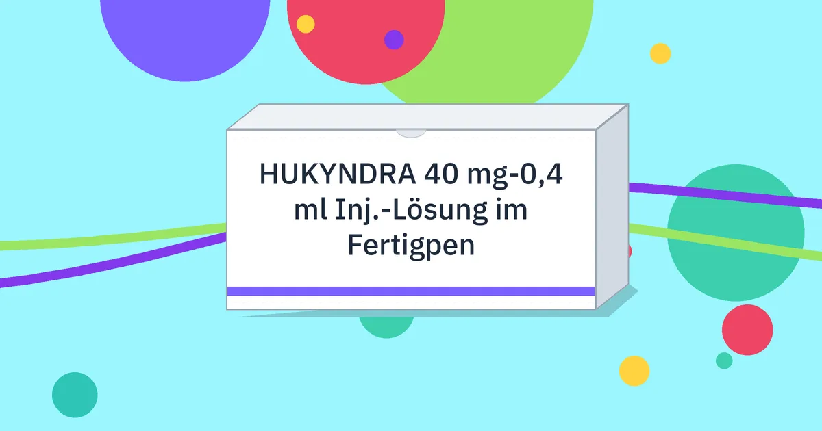 Symbolbild: Packung mit der Aufschrift HUKYNDRA 40 mg-0,4 ml Inj.-Lösung im Fertigpen (PZN 19103837) – Verfügbarkeit und Bezug in Apotheken in Frankfurt am Main