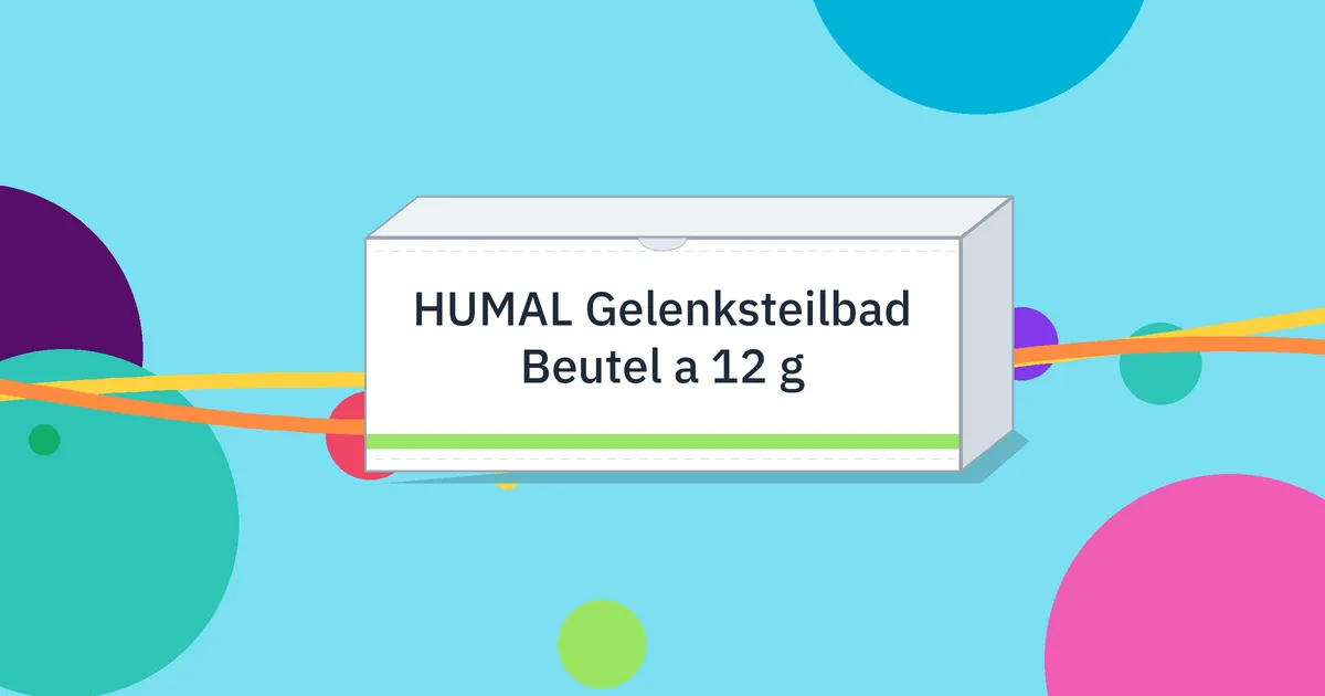 Symbolbild: Packung mit der Aufschrift HUMAL Gelenksteilbad Beutel a 12 g (PZN 16839555) – Verfügbarkeit und Bezug in Apotheken in Frankfurt am Main