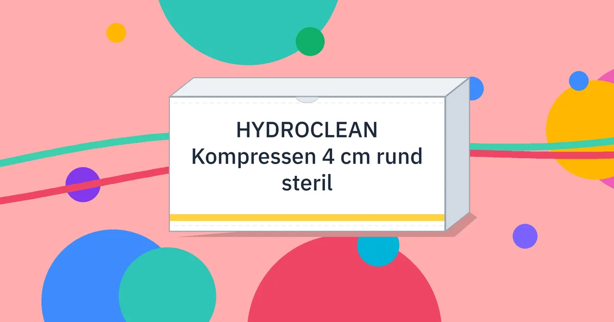 Symbolbild: Packung mit der Aufschrift HYDROCLEAN Kompressen 4 cm rund steril (PZN 16153154) – Verfügbarkeit und Bezug in Apotheken in Frankfurt am Main