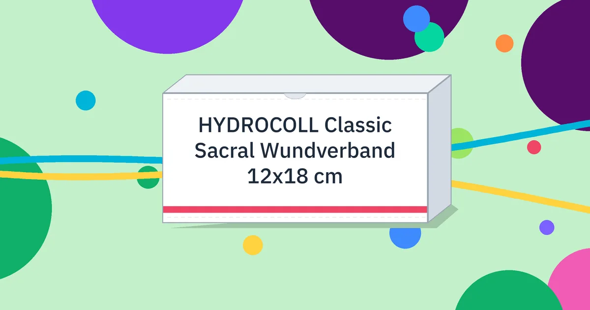 Symbolbild: Packung mit der Aufschrift HYDROCOLL Classic Sacral Wundverband 12x18 cm (PZN 19814320) – Verfügbarkeit und Bezug in Apotheken in Frankfurt am Main