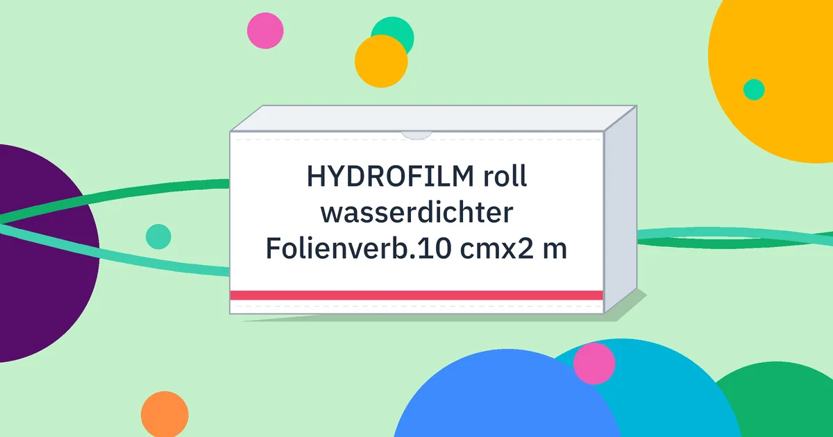 Symbolbild: Packung mit der Aufschrift HYDROFILM roll wasserdichter Folienverb.10 cmx2 m (PZN 17434599) – Verfügbarkeit und Bezug in Apotheken in Frankfurt am Main