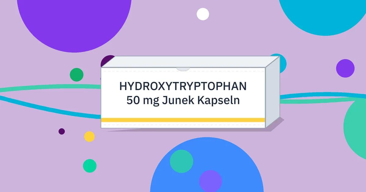 Symbolbild: Packung mit der Aufschrift HYDROXYTRYPTOPHAN 50 mg Junek Kapseln (PZN 10337373) – Verfügbarkeit und Bezug in Apotheken in Frankfurt am Main