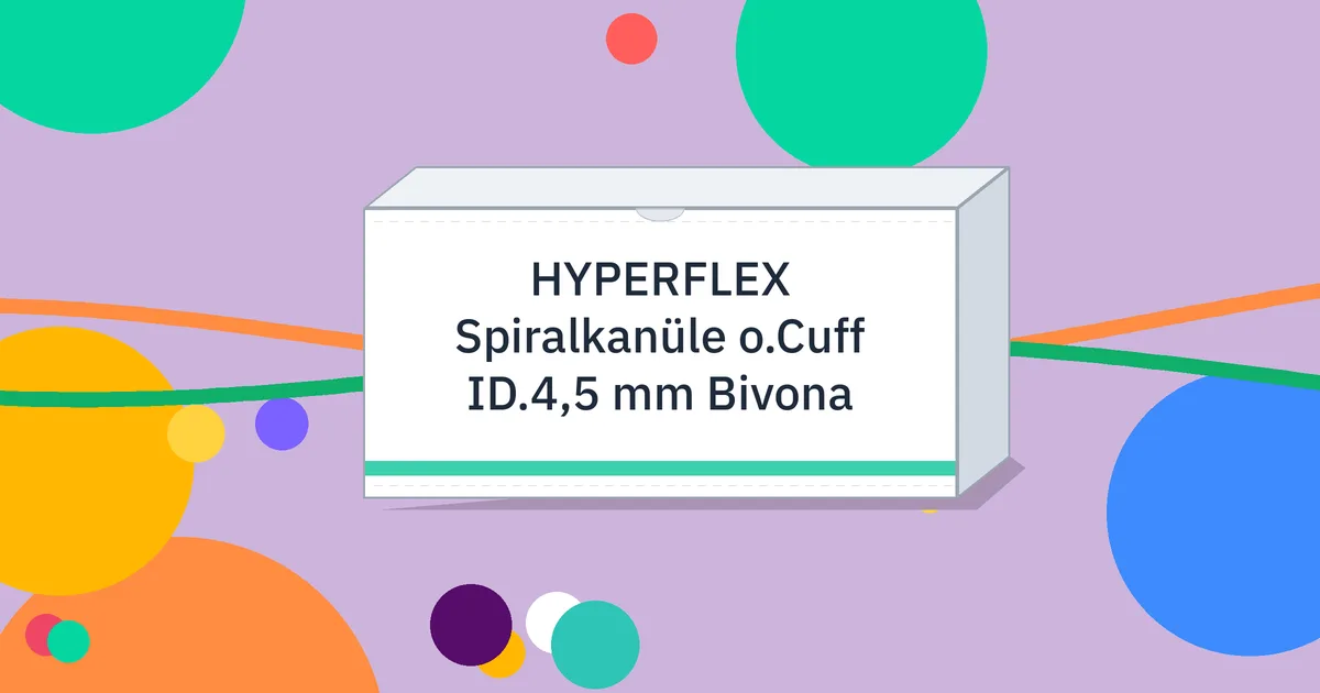 Symbolbild: Packung mit der Aufschrift HYPERFLEX Spiralkanüle o.Cuff ID.4,5 mm Bivona (PZN 02254360) – Verfügbarkeit und Bezug in Apotheken in Frankfurt am Main
