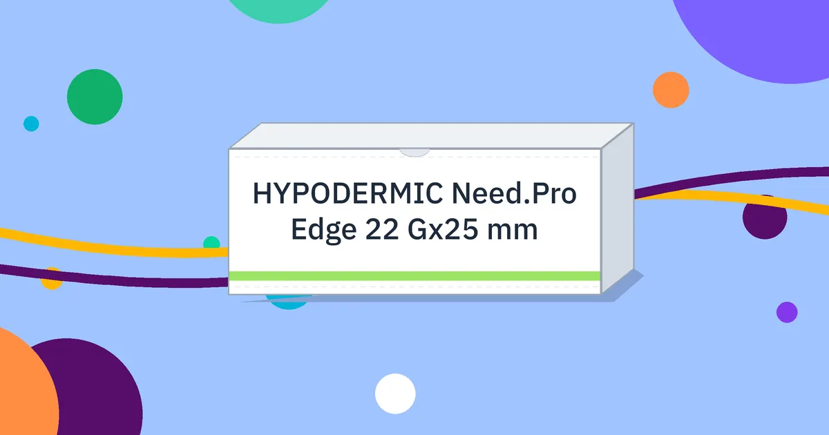 Symbolbild: Packung mit der Aufschrift HYPODERMIC Need.Pro Edge 22 Gx25 mm (PZN 09215618) – Verfügbarkeit und Bezug in Apotheken in Frankfurt am Main