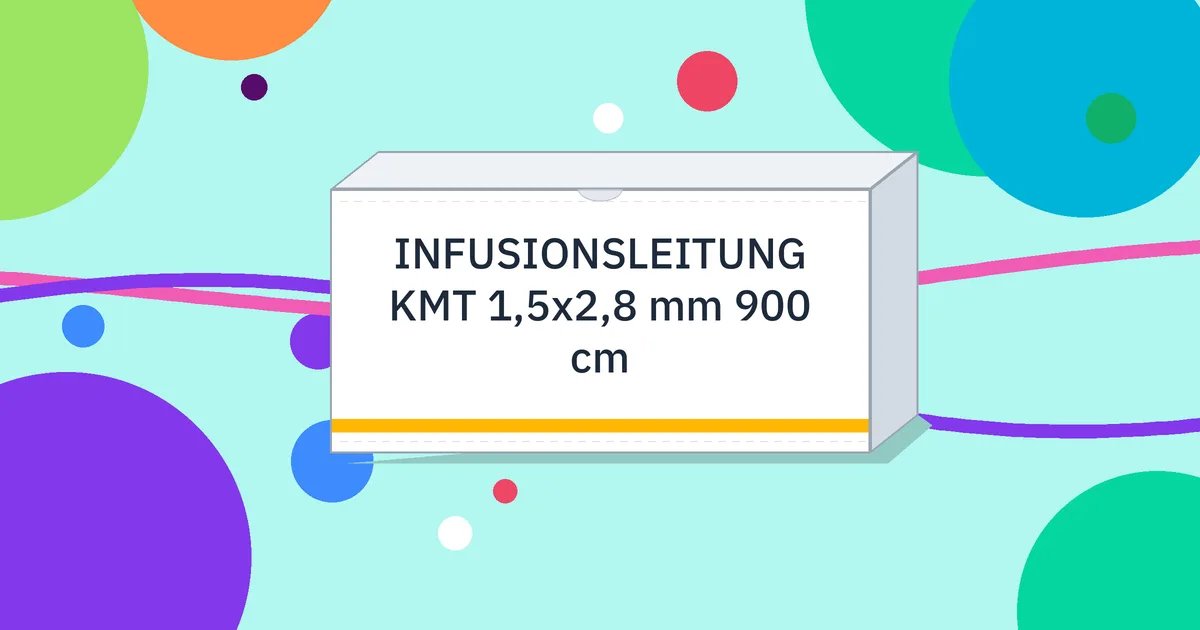 Symbolbild: Packung mit der Aufschrift INFUSIONSLEITUNG KMT 1,5x2,8 mm 900 cm (PZN 04500780) – Verfügbarkeit und Bezug in Apotheken in Frankfurt am Main