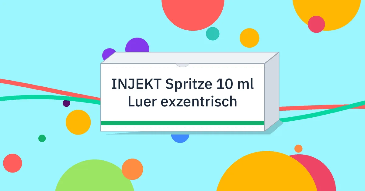 Symbolbild: Packung mit der Aufschrift INJEKT Spritze 10 ml Luer exzentrisch (PZN 18472320) – Verfügbarkeit und Bezug in Apotheken in Frankfurt am Main