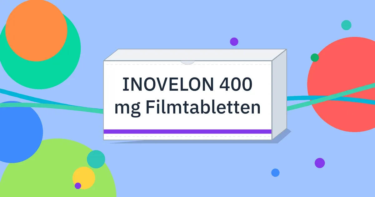 Symbolbild: Packung mit der Aufschrift INOVELON 400 mg Filmtabletten (PZN 18913238) – Verfügbarkeit und Bezug in Apotheken in Frankfurt am Main