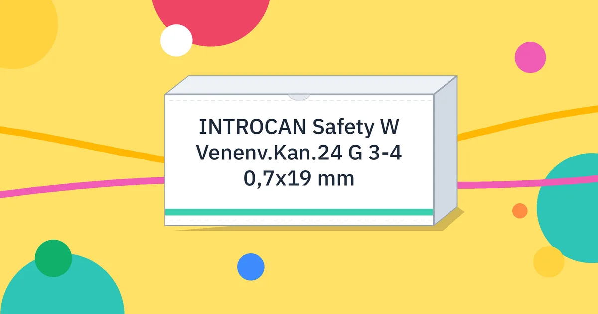 Symbolbild: Packung mit der Aufschrift INTROCAN Safety W Venenv.Kan.24 G 3-4 0,7x19 mm (PZN 20345416) – Verfügbarkeit und Bezug in Apotheken in Frankfurt am Main