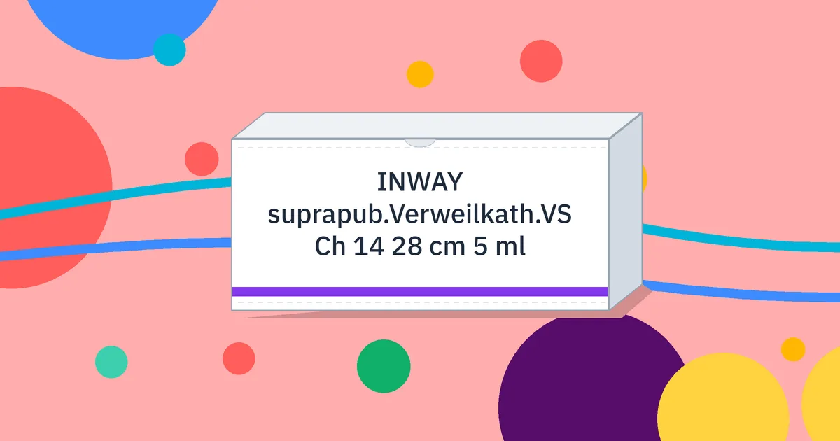 Symbolbild: Packung mit der Aufschrift INWAY suprapub.Verweilkath.VS Ch 14 28 cm 5 ml (PZN 00052468) – Verfügbarkeit und Bezug in Apotheken in Frankfurt am Main
