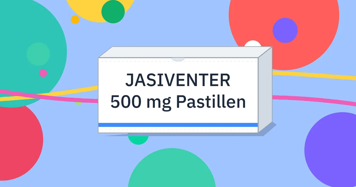Symbolbild: Packung mit der Aufschrift JASIVENTER 500 mg Pastillen (PZN 03405051) – Verfügbarkeit und Bezug in Apotheken in Frankfurt am Main
