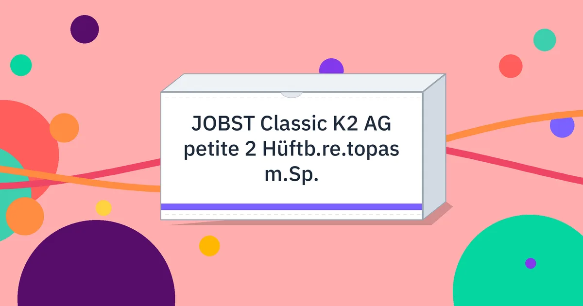 Symbolbild: Packung mit der Aufschrift JOBST Classic K2 AG petite 2 Hüftb.re.topas m.Sp. (PZN 13065573) – Verfügbarkeit und Bezug in Apotheken in Frankfurt am Main