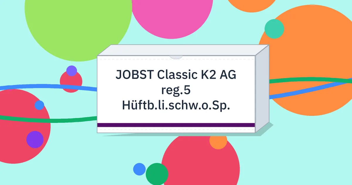 Symbolbild: Packung mit der Aufschrift JOBST Classic K2 AG reg.5 Hüftb.li.schw.o.Sp. (PZN 13066271) – Verfügbarkeit und Bezug in Apotheken in Frankfurt am Main