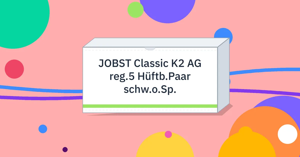 Symbolbild: Packung mit der Aufschrift JOBST Classic K2 AG reg.5 Hüftb.Paar schw.o.Sp. (PZN 13066874) – Verfügbarkeit und Bezug in Apotheken in Frankfurt am Main