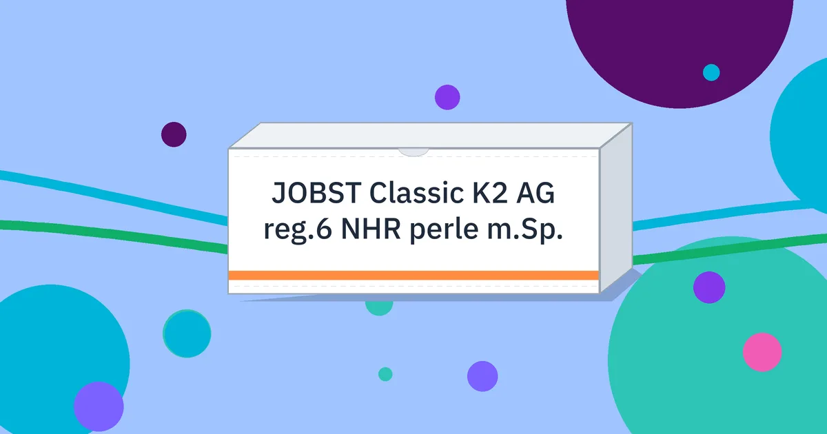 Symbolbild: Packung mit der Aufschrift JOBST Classic K2 AG reg.6 NHR perle m.Sp. (PZN 11271920) – Verfügbarkeit und Bezug in Apotheken in Frankfurt am Main