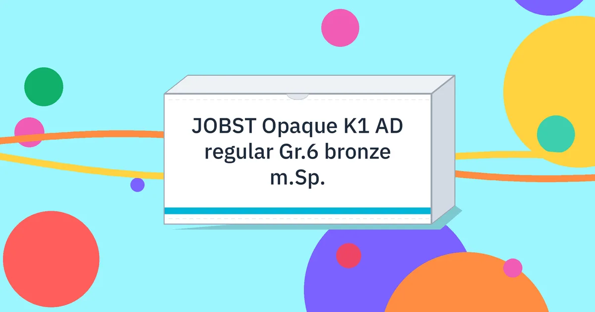 Symbolbild: Packung mit der Aufschrift JOBST Opaque K1 AD regular Gr.6 bronze m.Sp. (PZN 13080874) – Verfügbarkeit und Bezug in Apotheken in Frankfurt am Main