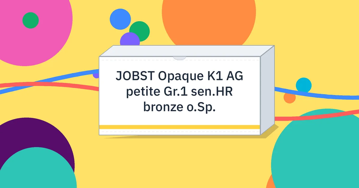 Symbolbild: Packung mit der Aufschrift JOBST Opaque K1 AG petite Gr.1 sen.HR bronze o.Sp. (PZN 13088769) – Verfügbarkeit und Bezug in Apotheken in Frankfurt am Main