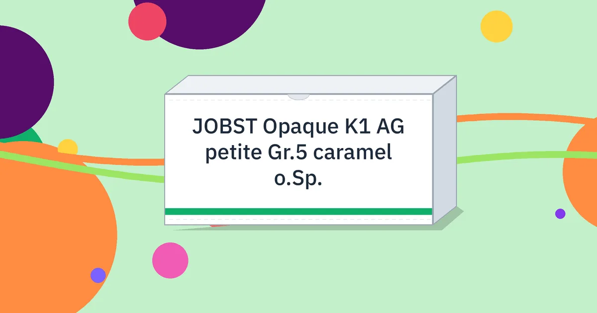 Symbolbild: Packung mit der Aufschrift JOBST Opaque K1 AG petite Gr.5 caramel o.Sp. (PZN 13087273) – Verfügbarkeit und Bezug in Apotheken in Frankfurt am Main