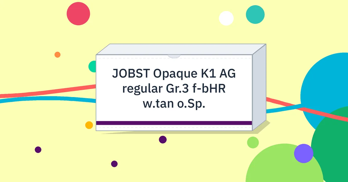 Symbolbild: Packung mit der Aufschrift JOBST Opaque K1 AG regular Gr.3 f-bHR w.tan o.Sp. (PZN 16266450) – Verfügbarkeit und Bezug in Apotheken in Frankfurt am Main