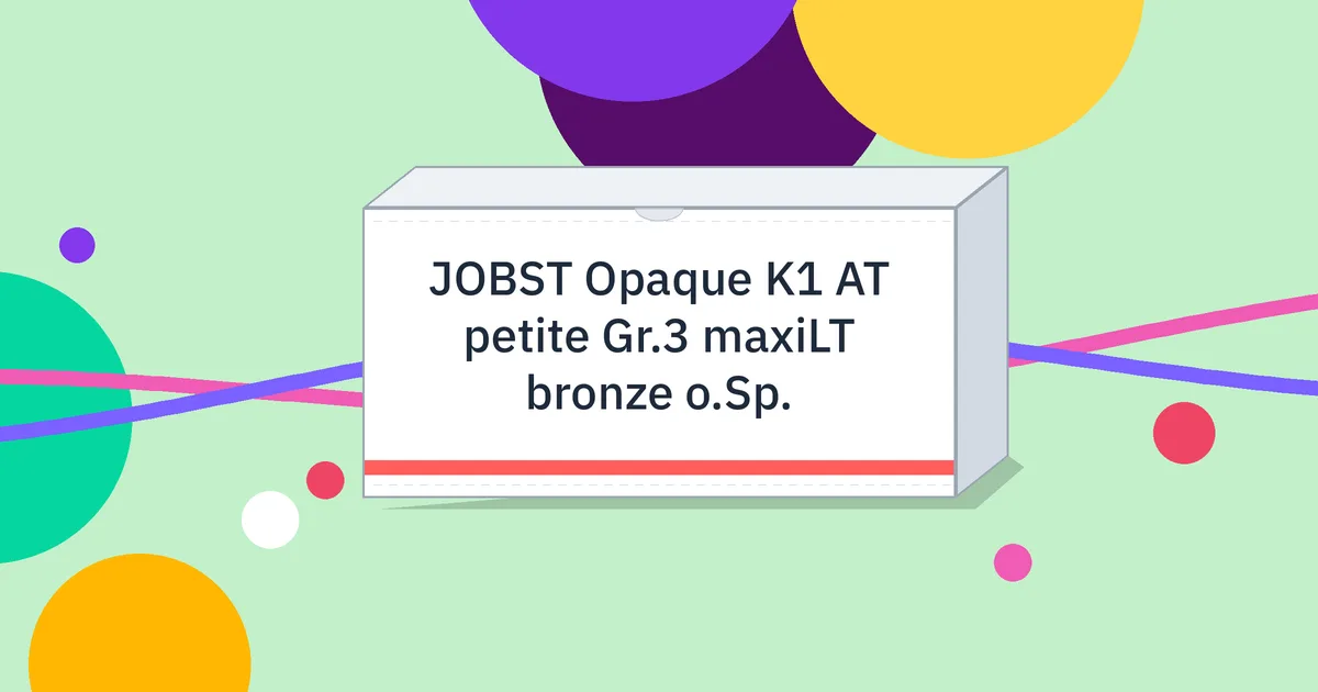 Symbolbild: Packung mit der Aufschrift JOBST Opaque K1 AT petite Gr.3 maxiLT bronze o.Sp. (PZN 13103078) – Verfügbarkeit und Bezug in Apotheken in Frankfurt am Main